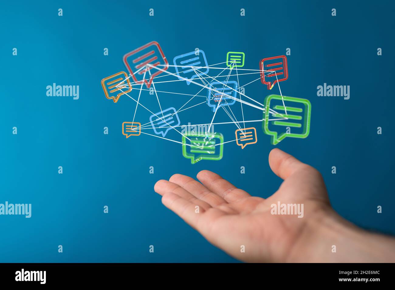 3D rendering of beige email icons concept in hand background Stock ...