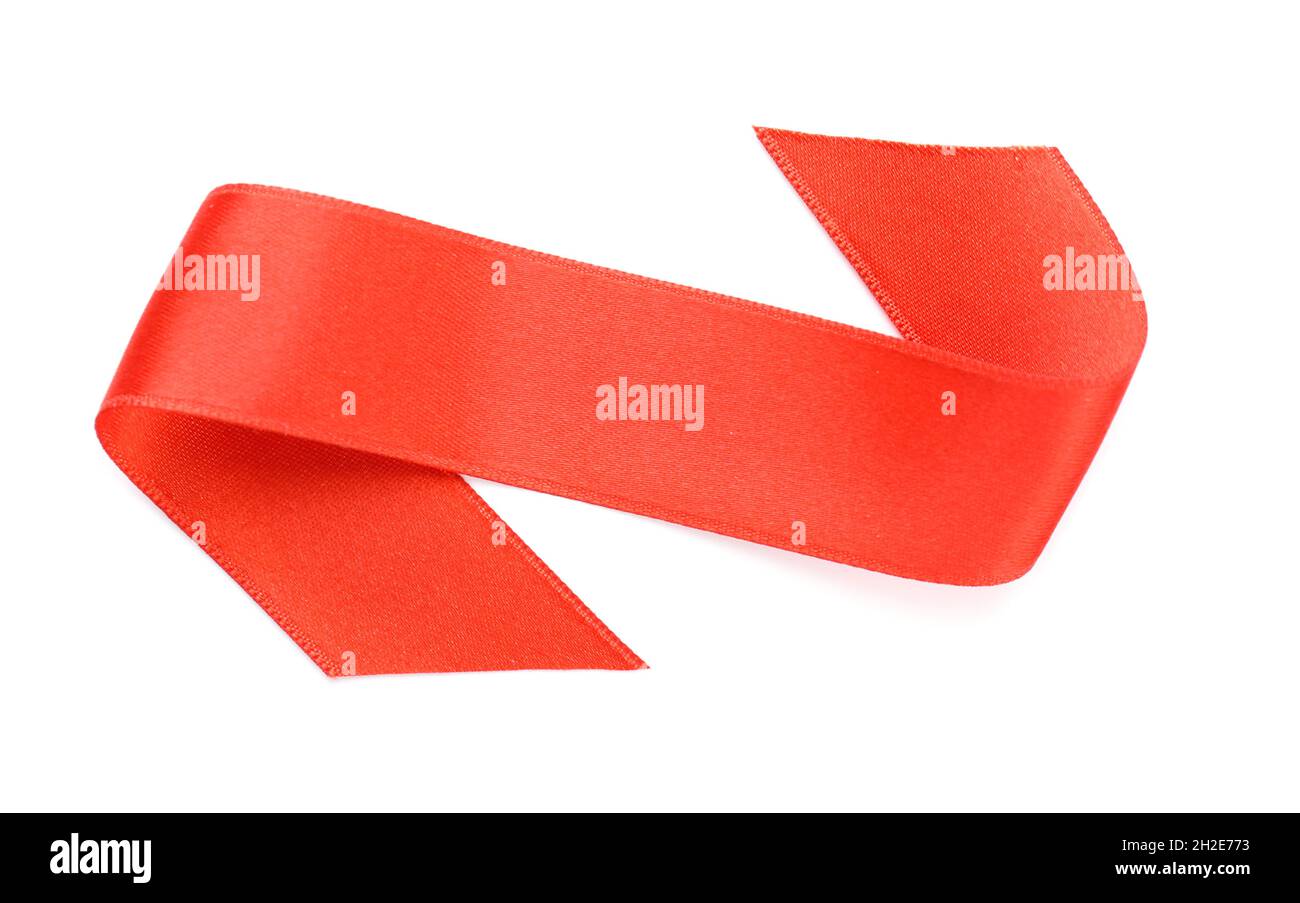 Simple red ribbon on white background, top view Stock Photo - Alamy