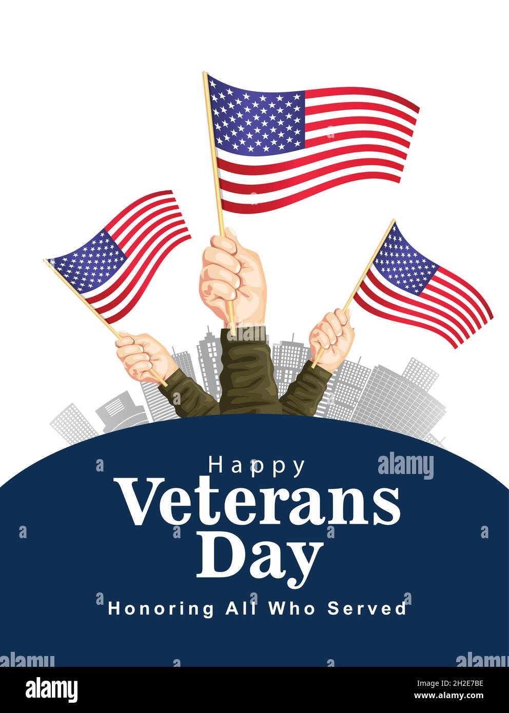 happy veterans day USA. hands holding with American flag. vector ...