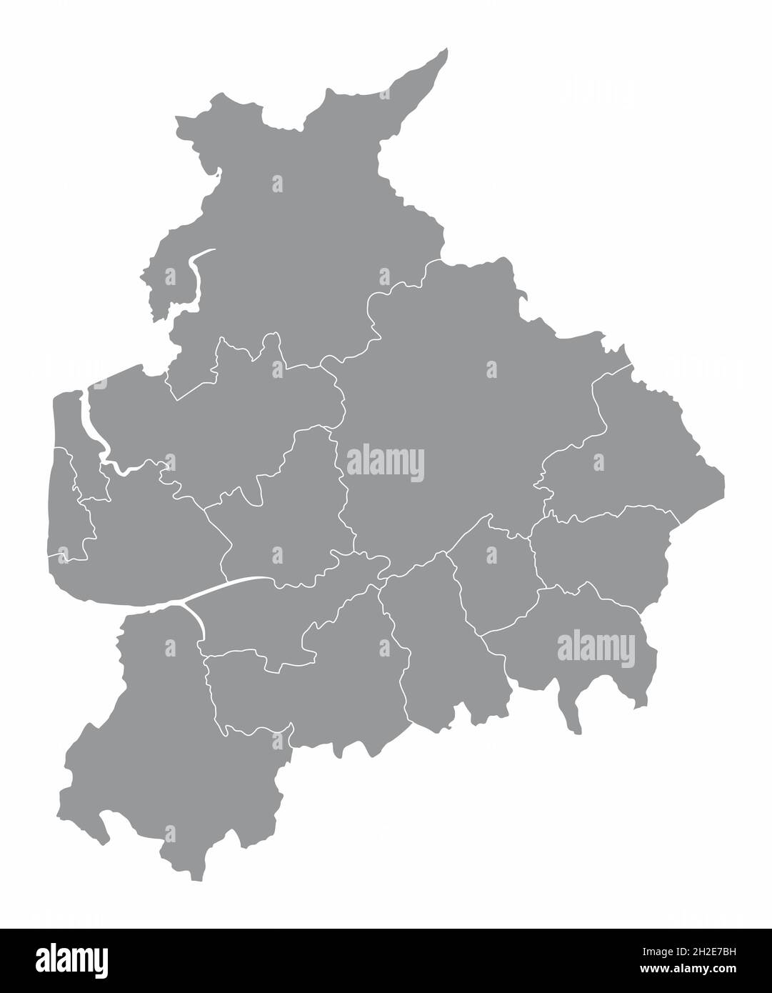 Lancashire county administrative map isolated on white background ...
