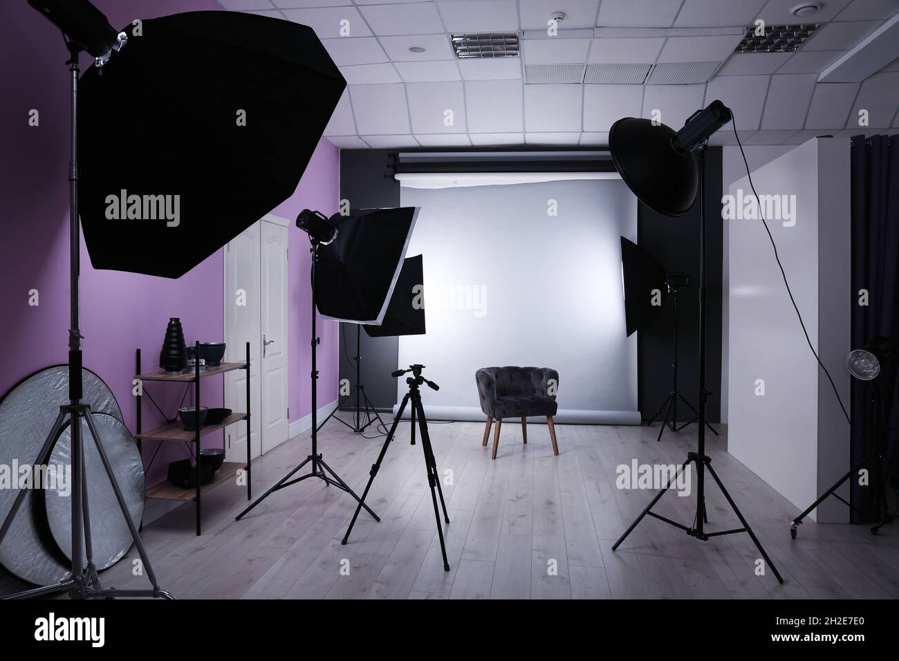 Interior of modern photo studio with professional equipment Stock Photo ...