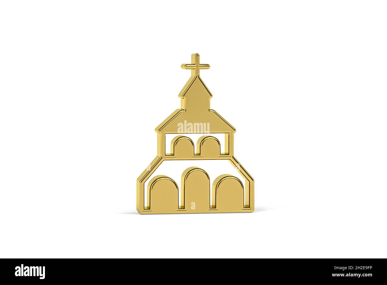 Golden 3d church icon isolated on white background - 3d render Stock ...