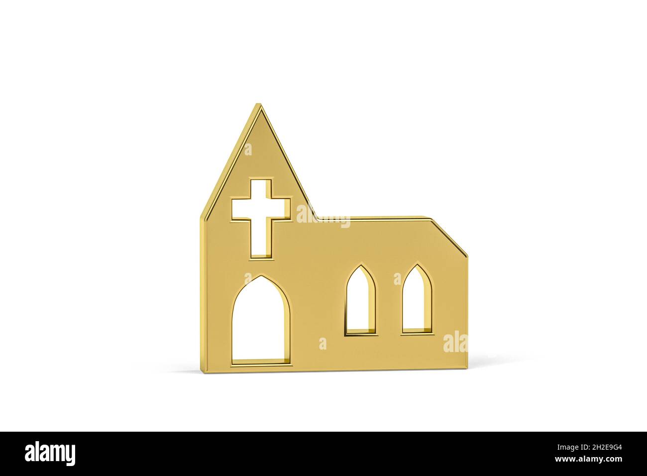 Golden 3d church icon isolated on white background - 3d render Stock ...