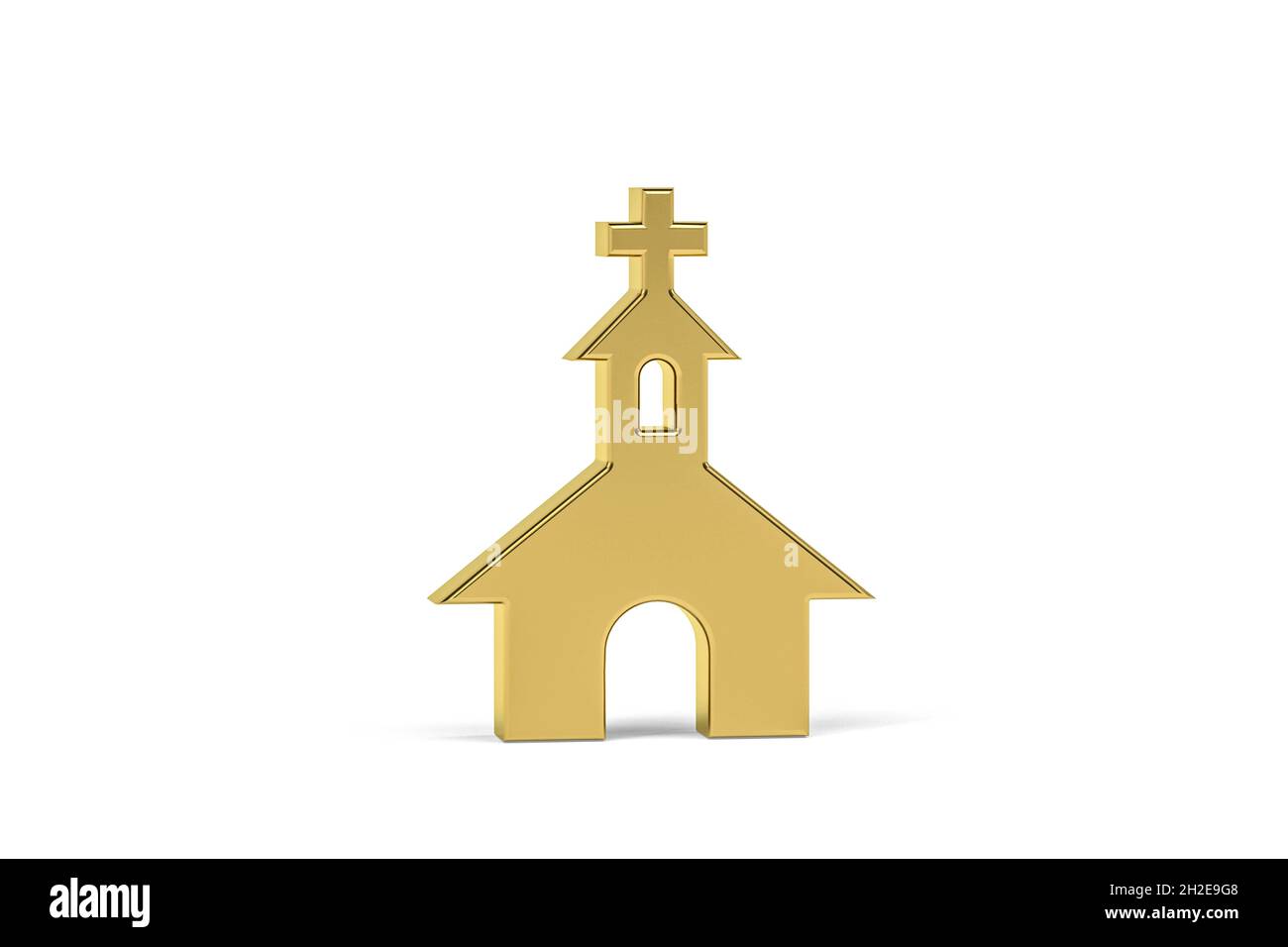 Golden 3d church icon isolated on white background - 3d render Stock ...