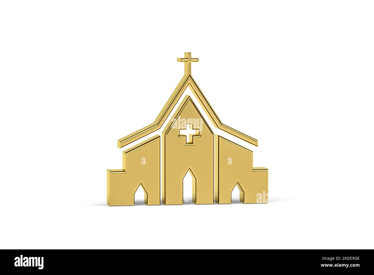 Golden 3d church icon isolated on white background - 3d render Stock ...