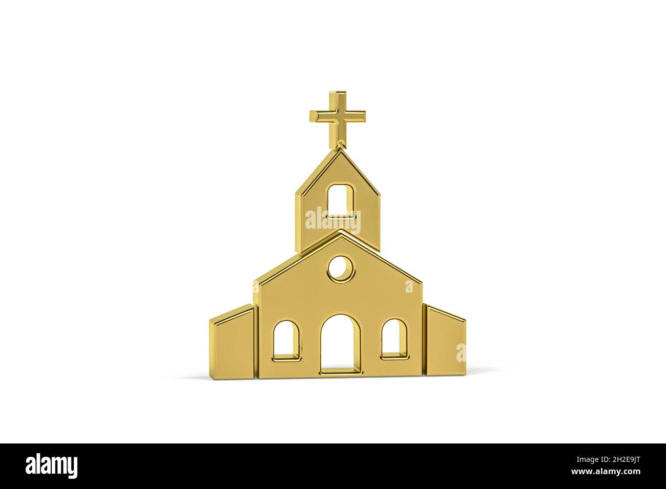 Golden 3d church icon isolated on white background - 3d render Stock ...