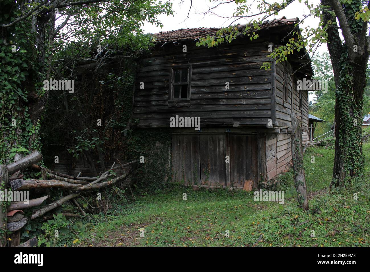 old wooden house nature landscape, old buildings Stock Photo - Alamy