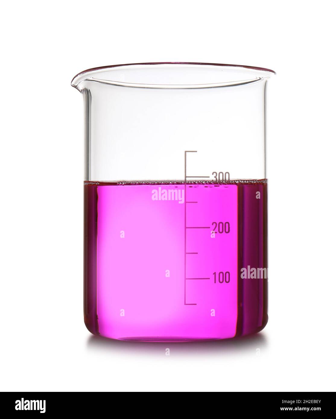 Beaker with color sample isolated on white. Chemistry laboratory ...