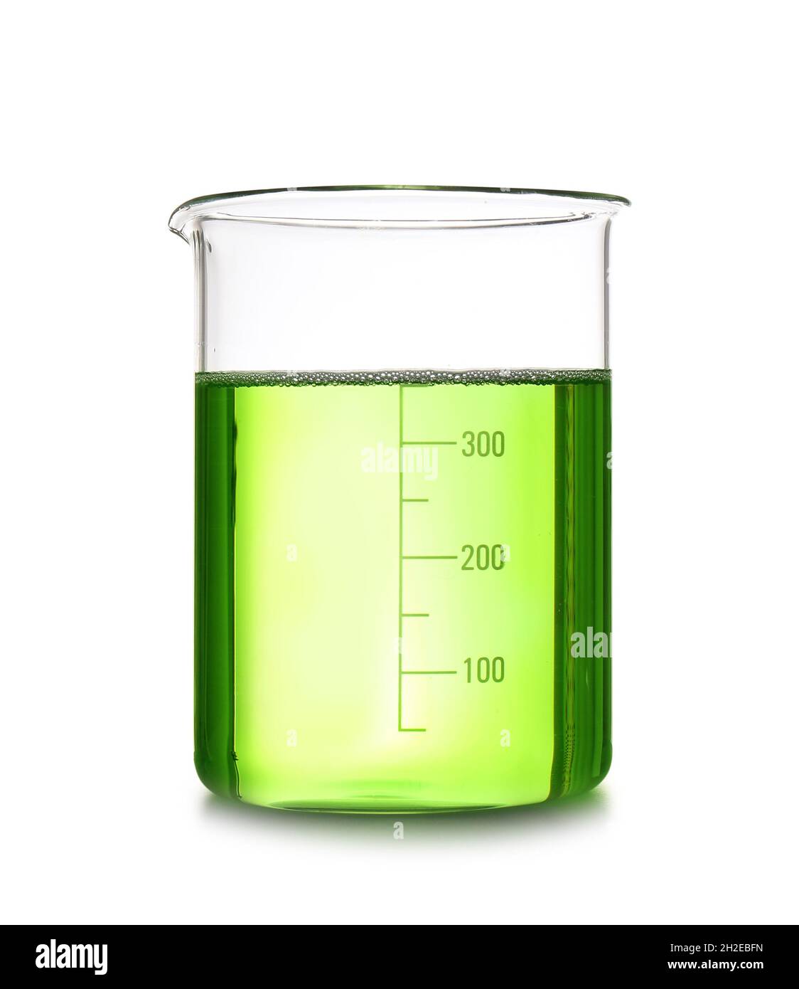 Beaker with color sample isolated on white. Chemistry laboratory ...