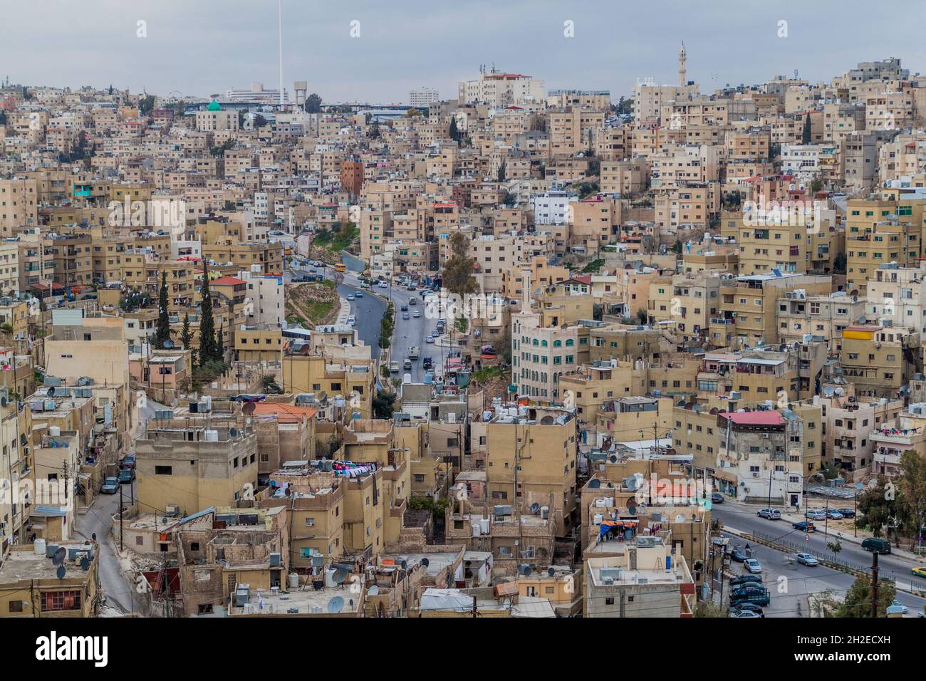 Skyline of Amman with houses on steep slopes, Jordan Stock Photo - Alamy
