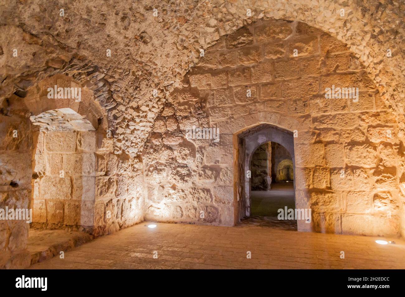 Interior of Rabad castle in Ajloun, Jordan Stock Photo - Alamy