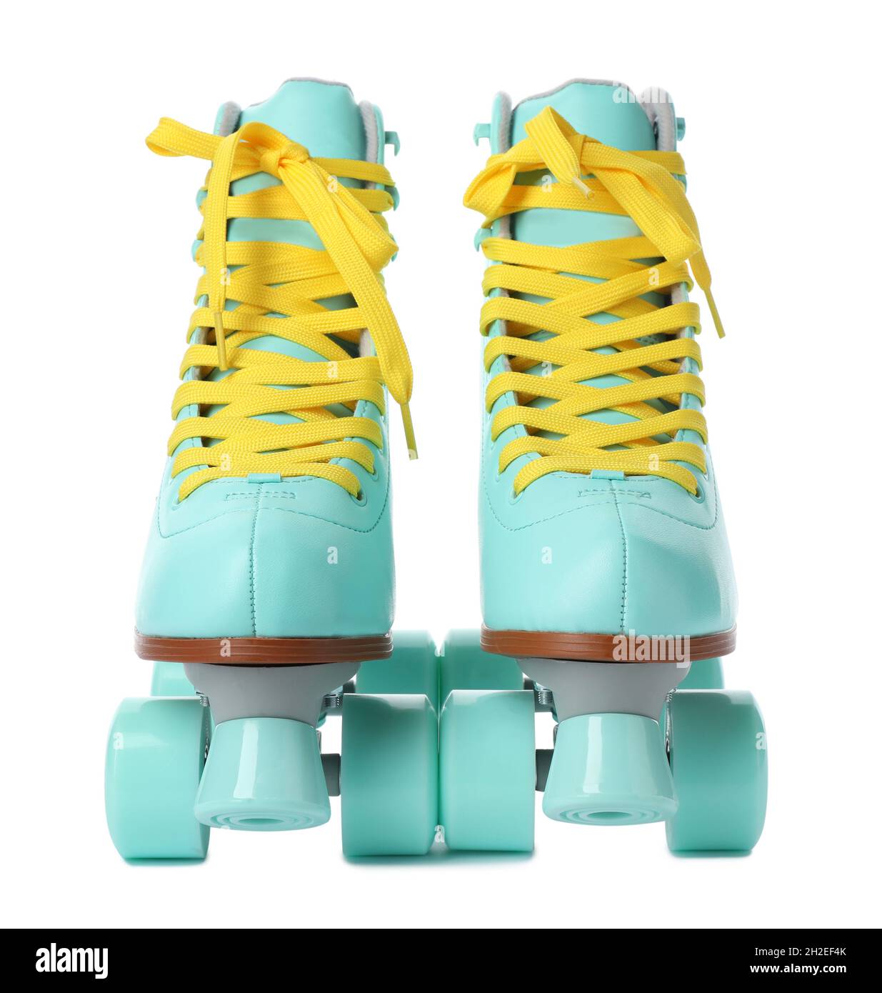 Pair of stylish quad roller skates on white background Stock Photo - Alamy