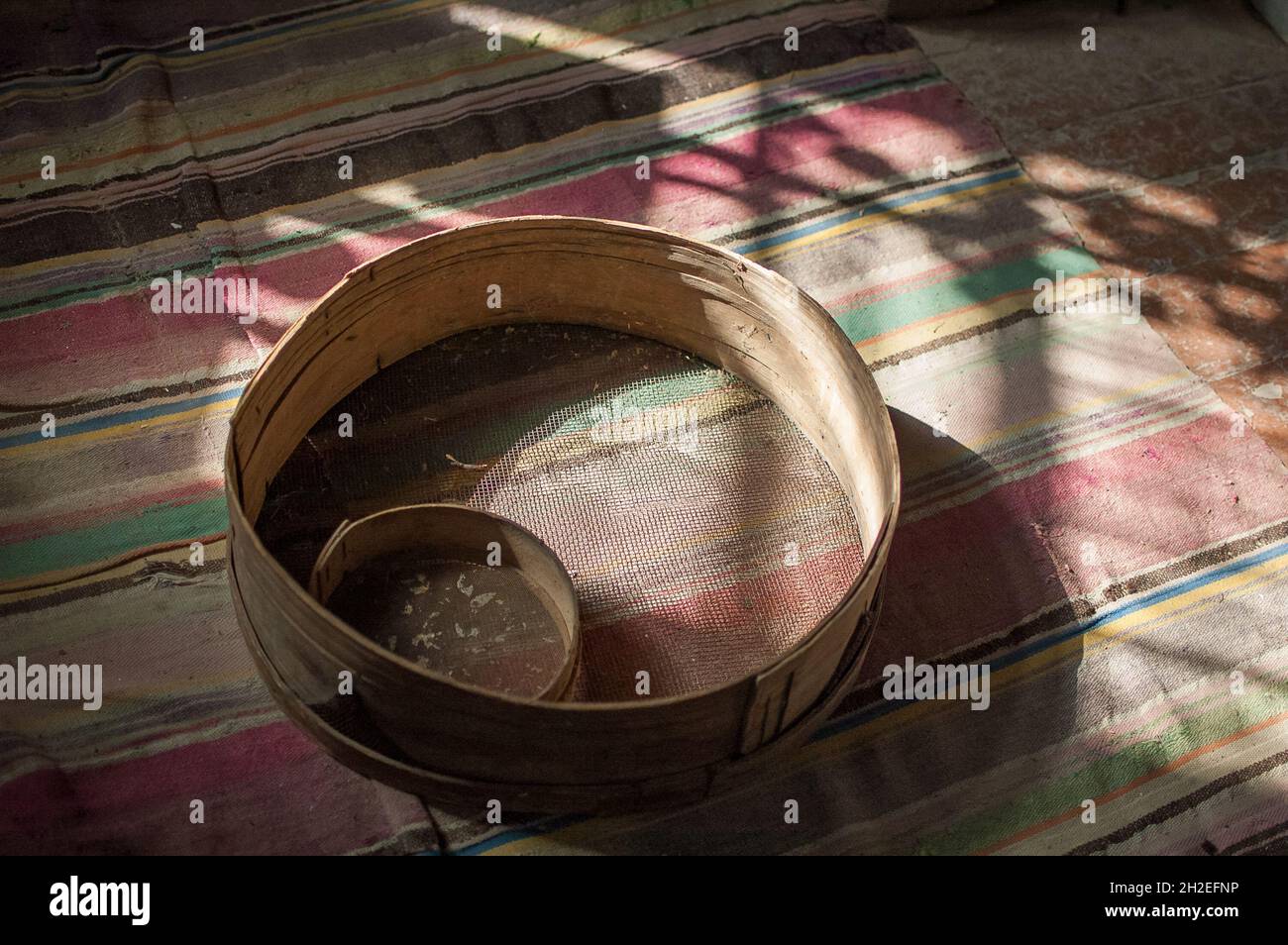 Old sieves, tool for bakery from the past for flour sifting Stock Photo ...