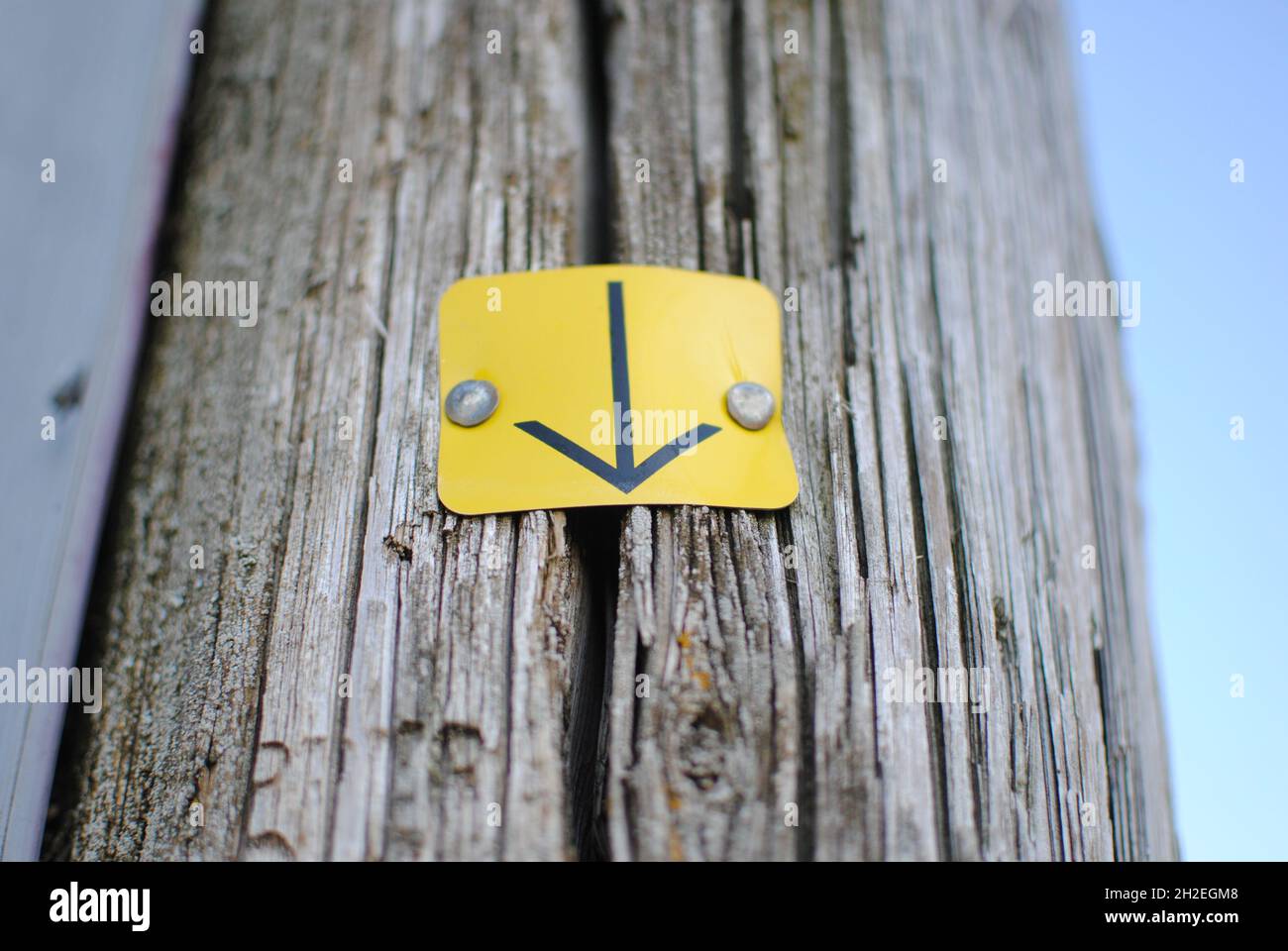 arrow sign on an utility pole Stock Photo - Alamy