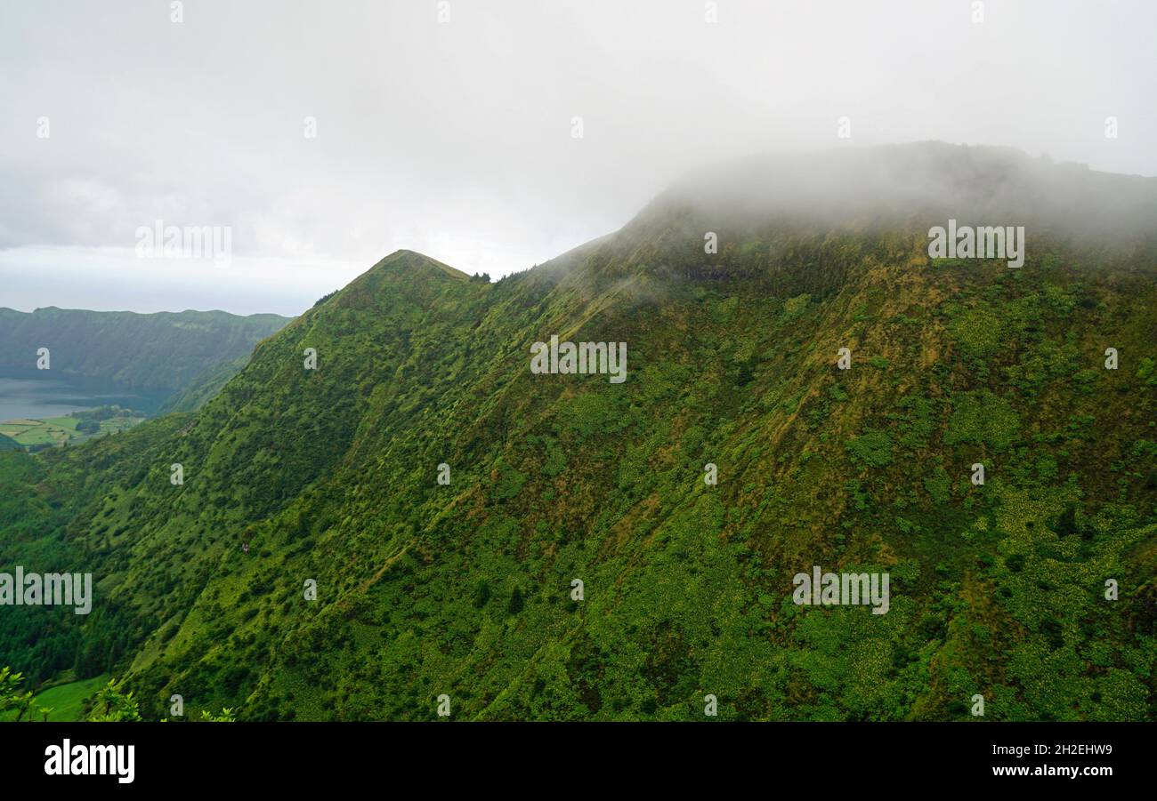 scenic azores mountains in the morning dust Stock Photo - Alamy