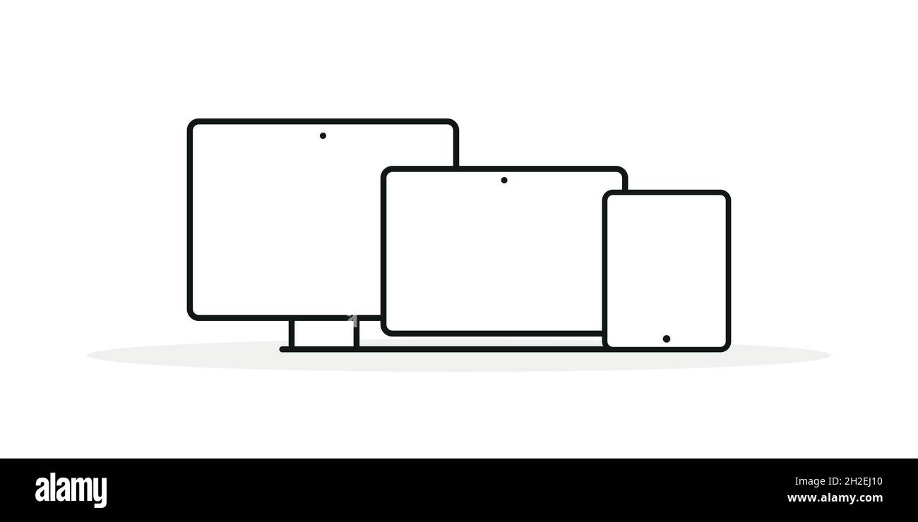 Device Icons: laptop, tablet and desktop computer. Vector illustration ...
