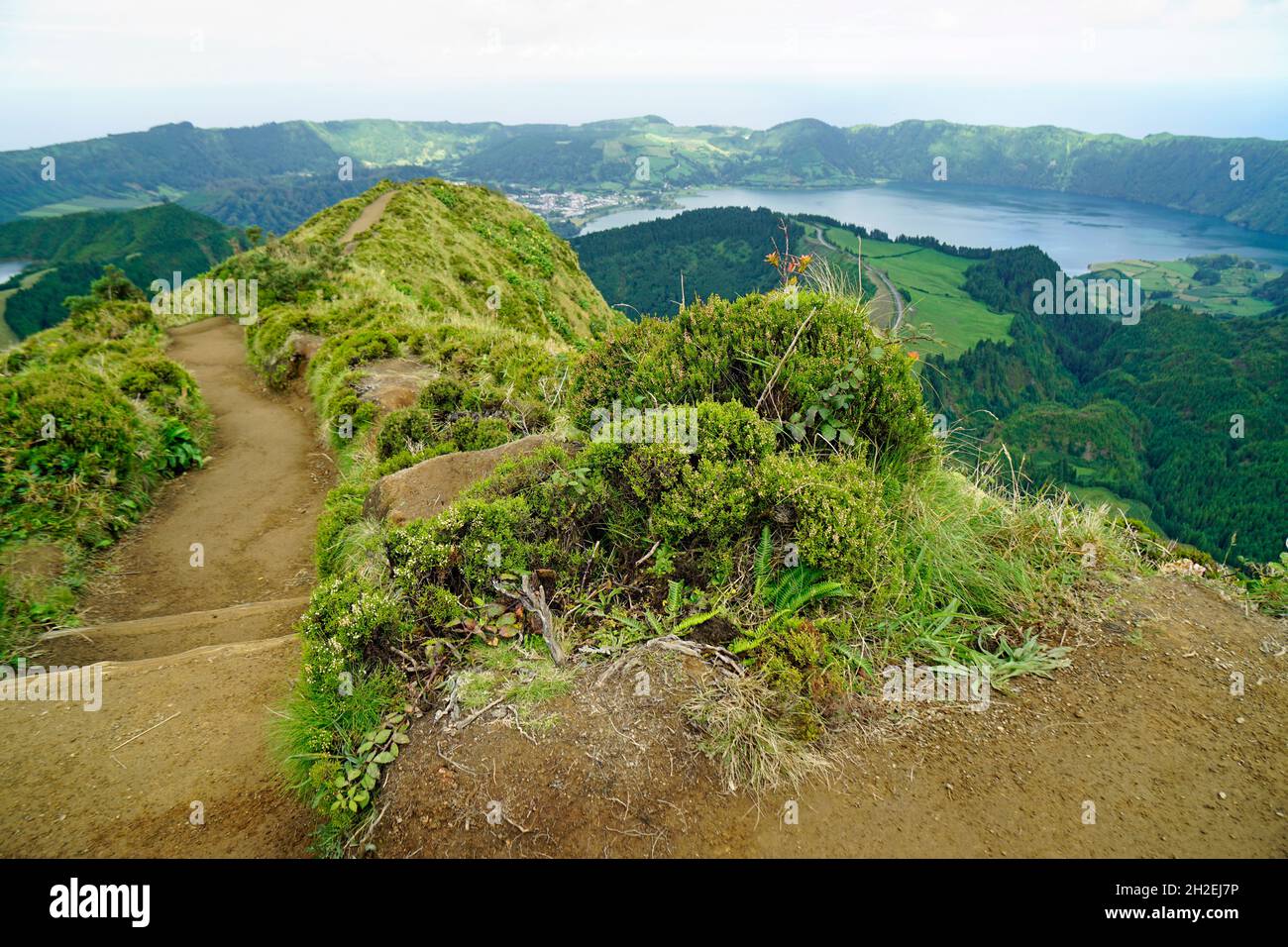 amazing green landscape on the azores island sao miguel Stock Photo - Alamy