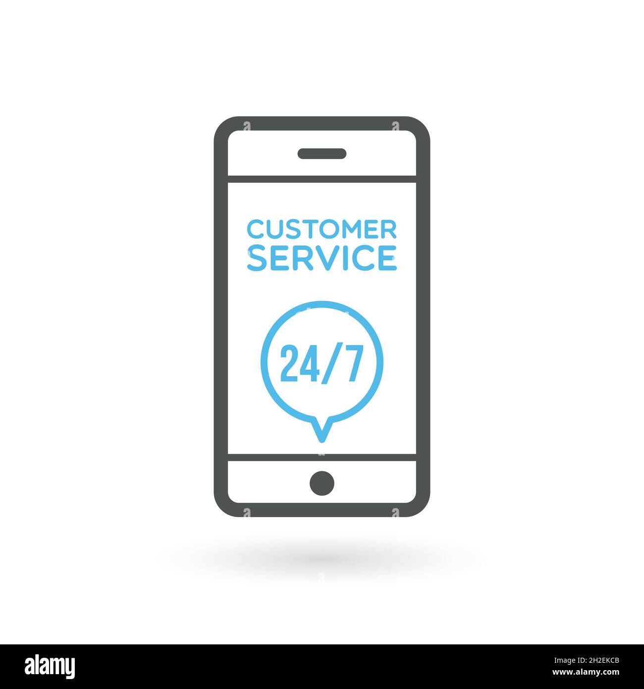 Smartphone customer service 24/7 illustration. Concept of 24/7, open 24 ...