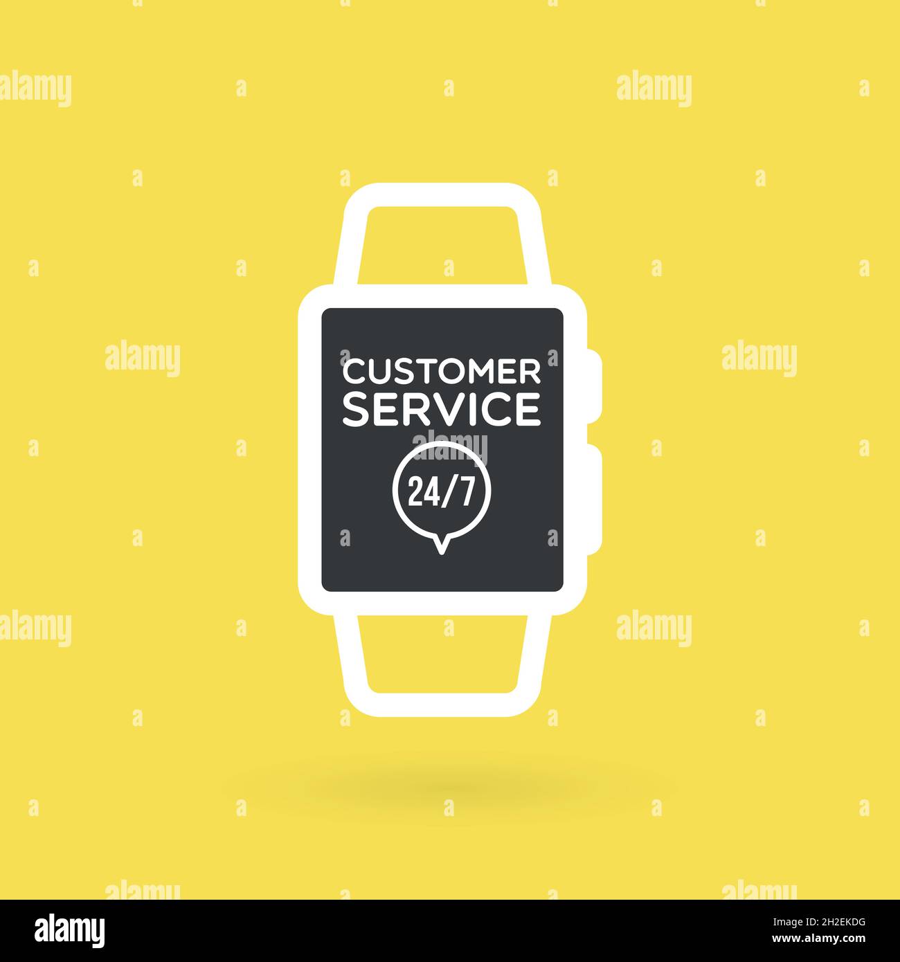 Smartwatch customer service 24/7 illustration. Concept of 24/7, open 24 ...