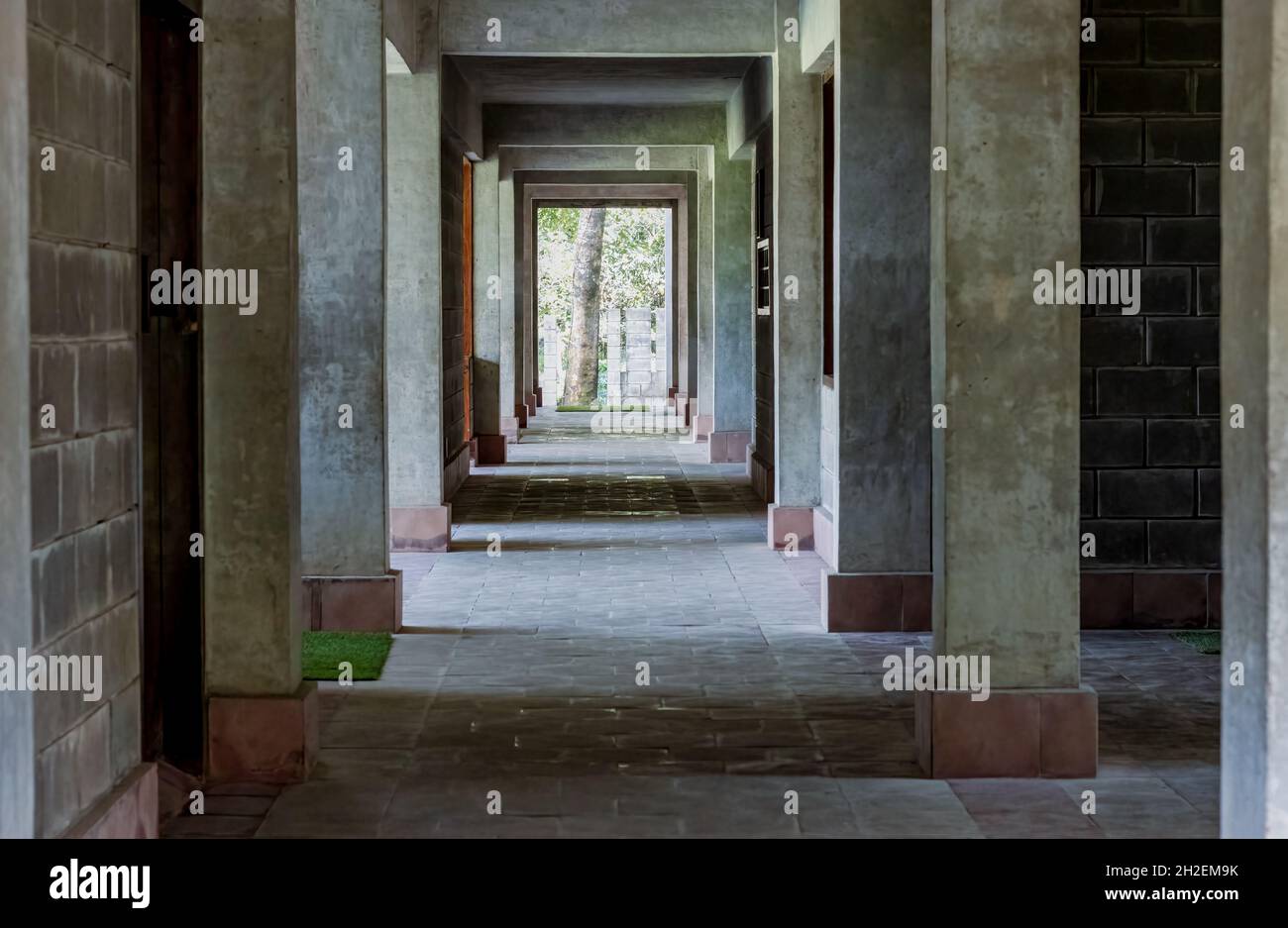 Hallway inside of an old empty building with bright sunlight Stock ...
