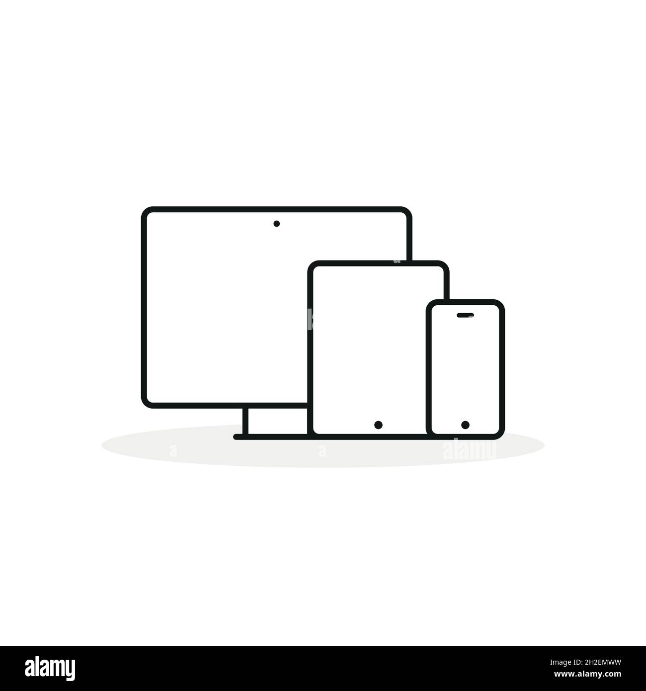 Device Icons: smartphone, tablet and desktop computer. Vector ...