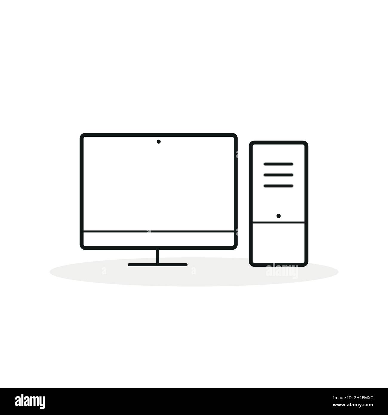 Desktop computer icon. Thick line. Vector illustration, flat design ...