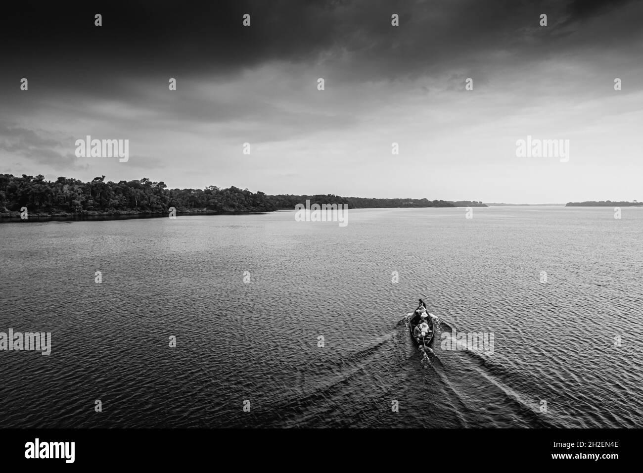 Boat with tourists on the Amazon river Stock Photo - Alamy