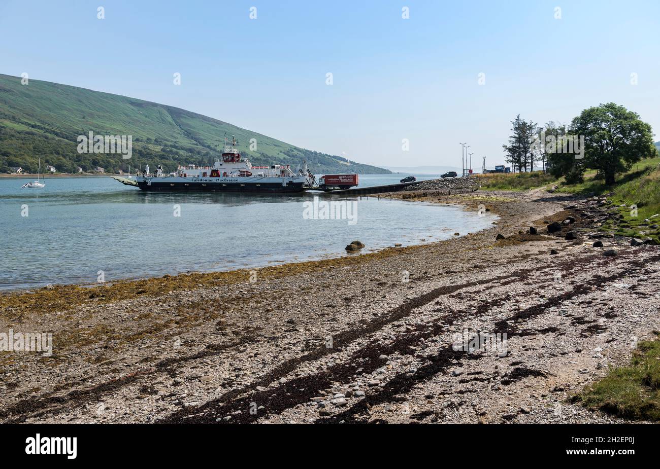 Calmac ferry 'Loch Dunvegan' loading vehicles for crossing the Kyle of ...