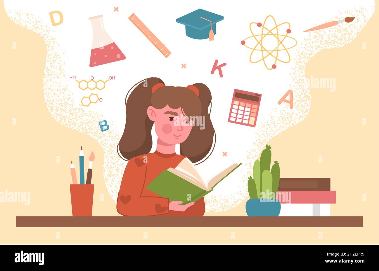 Girl learning at home Stock Vector Image & Art - Alamy