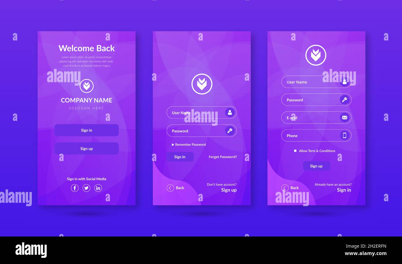 modern & creative welcome signup login screen template Stock Vector ...