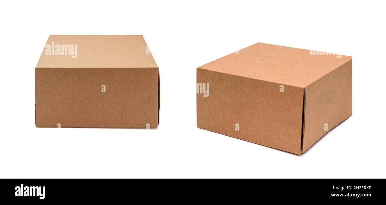 Kraft cardboard box isolated on white background Stock Photo - Alamy