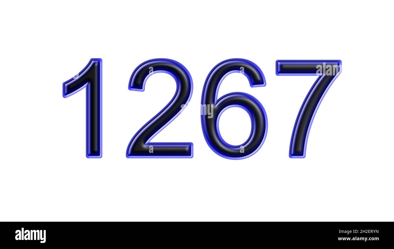 blue 1267 number 3d effect white background Stock Photo - Alamy