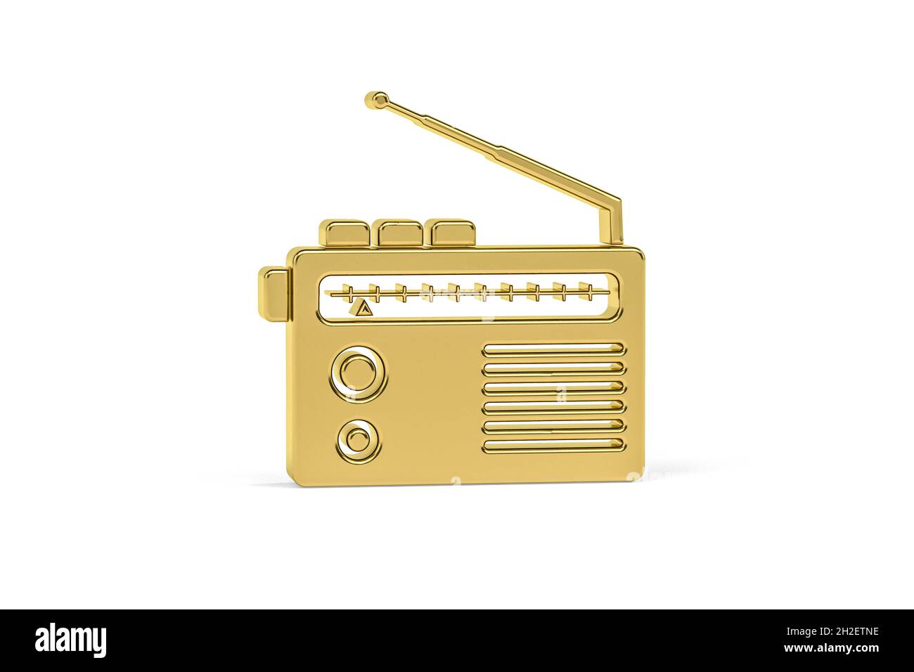 Golden 3d radio icon isolated on white background - 3d render Stock ...