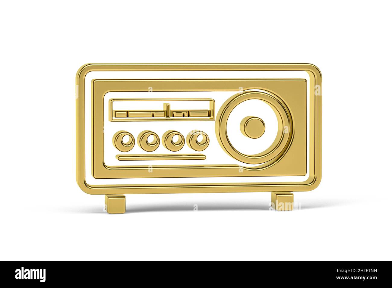 Golden 3d radio icon isolated on white background - 3d render Stock ...