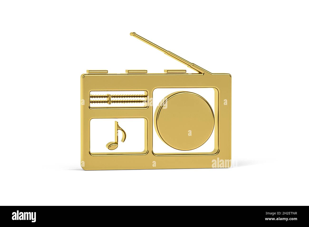 Golden 3d radio icon isolated on white background - 3d render Stock ...