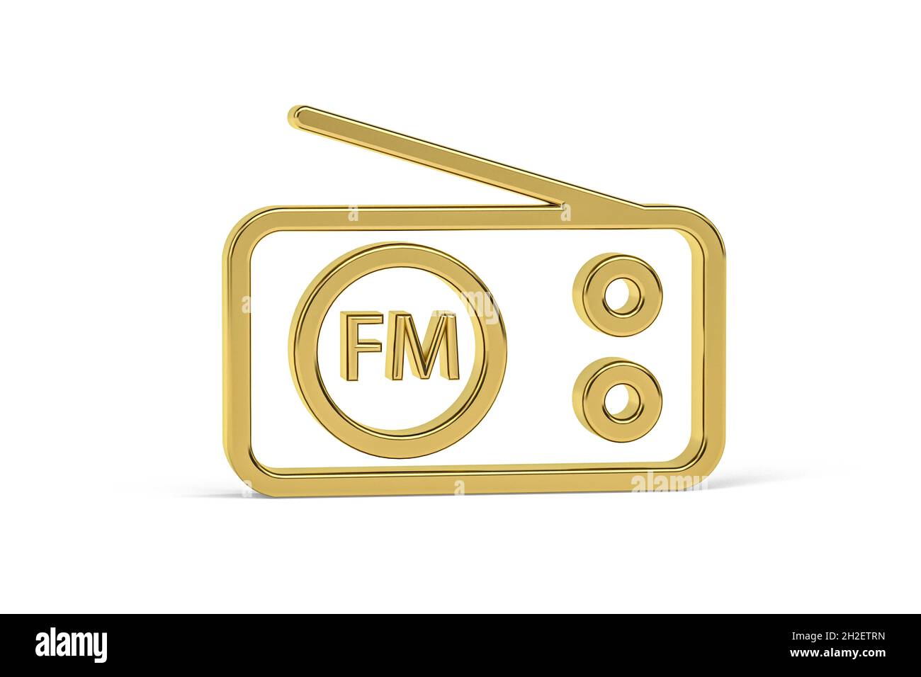 Golden 3d radio icon isolated on white background - 3d render Stock ...