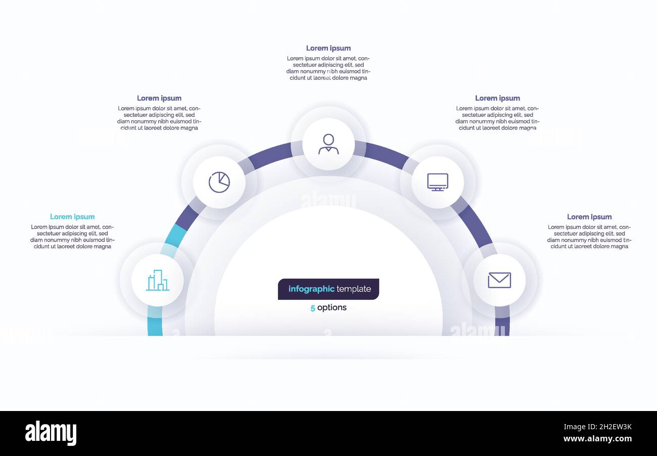Five option circle infographic design template. Vector illustration ...