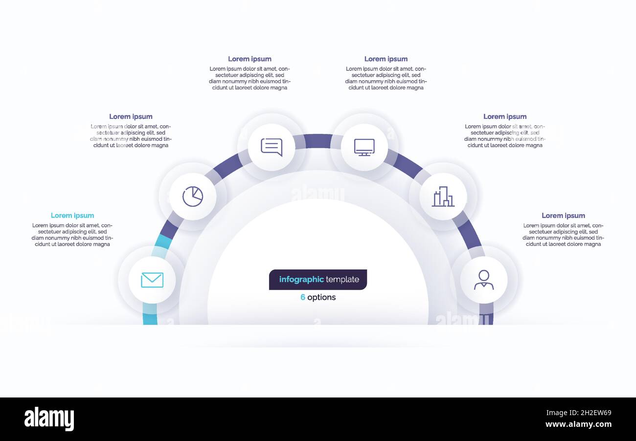Six option circle infographic design template. Vector illustration ... Six option circle infographic design template. Vector illustration ...