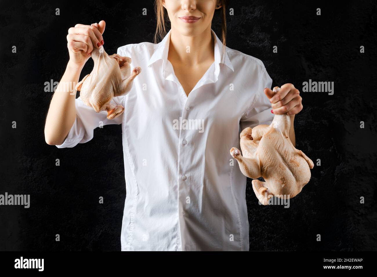 Farmer woman white chicken bird hi-res stock photography and images - Alamy