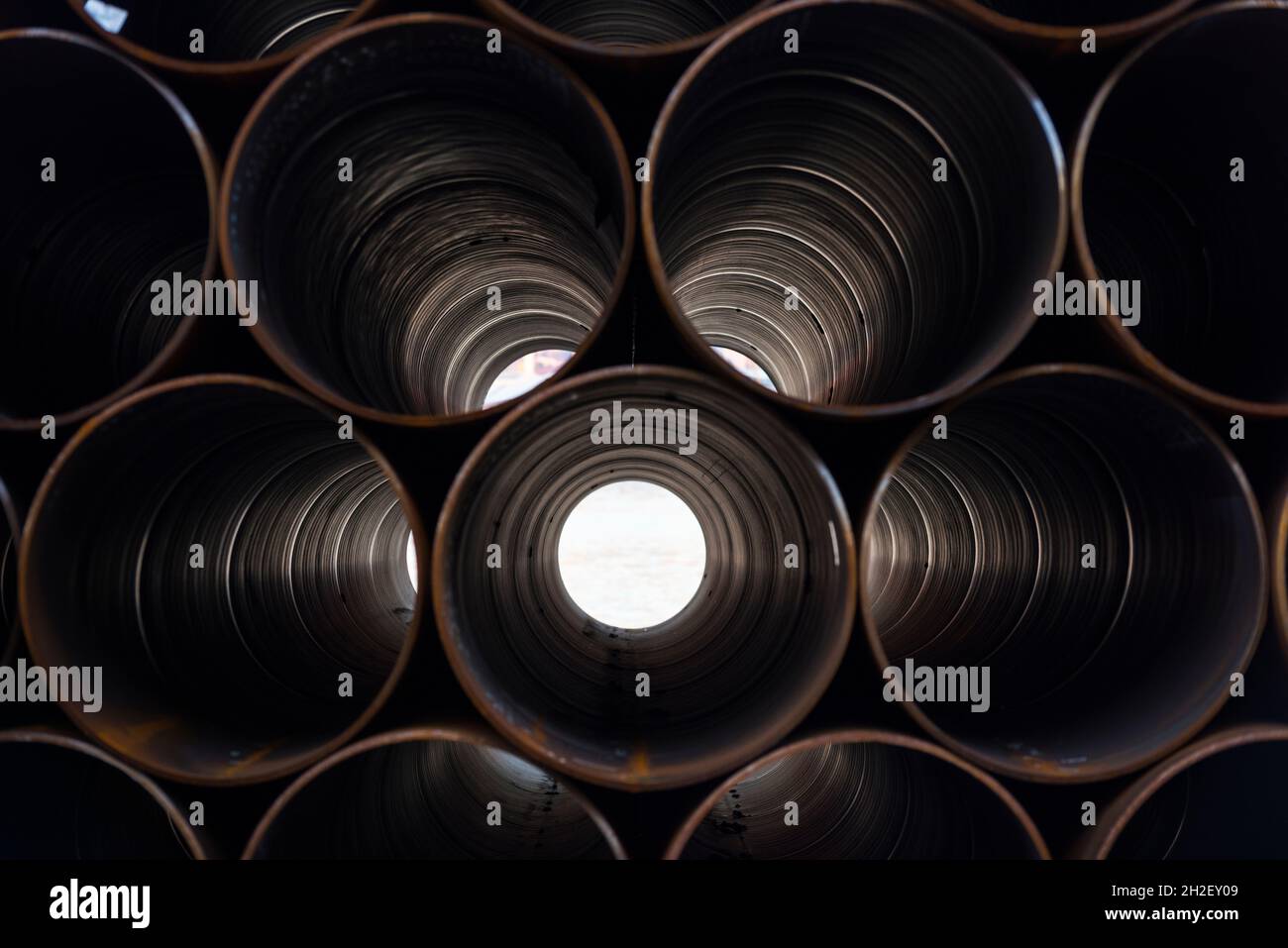 Big Steel Pipes. New Metal tubes Stock Photo - Alamy