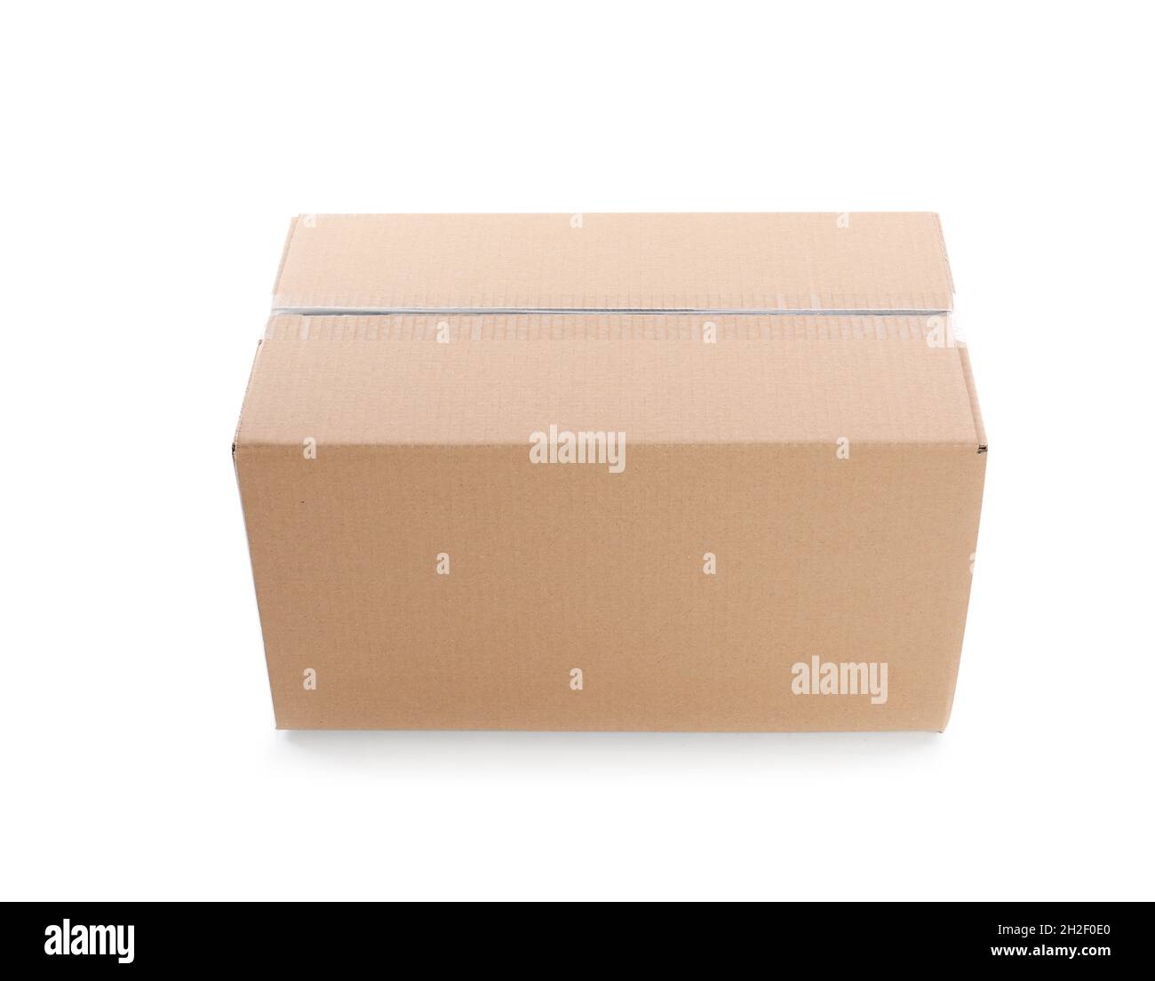 Cardboard parcel box on white background. Mockup for design Stock Photo ...