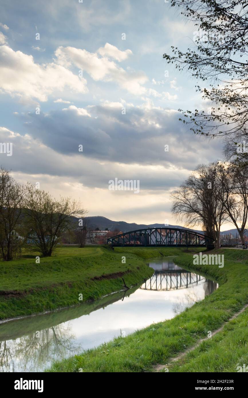 Old rusty truss bridge over the Orljava river Stock Photo - Alamy