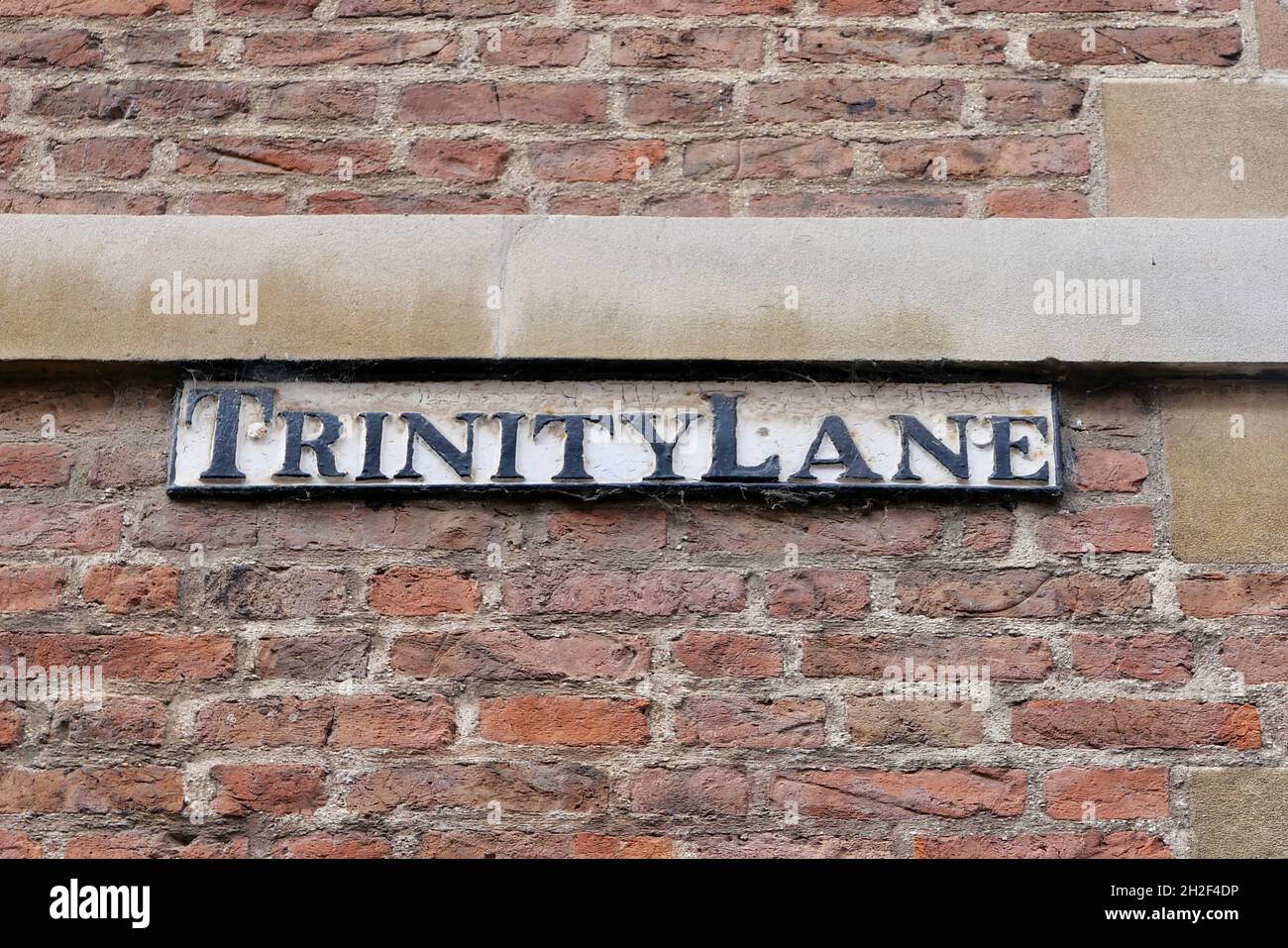 13 September 2021 - Cambridge, UK: Road sign indicating Trinity Lane ...