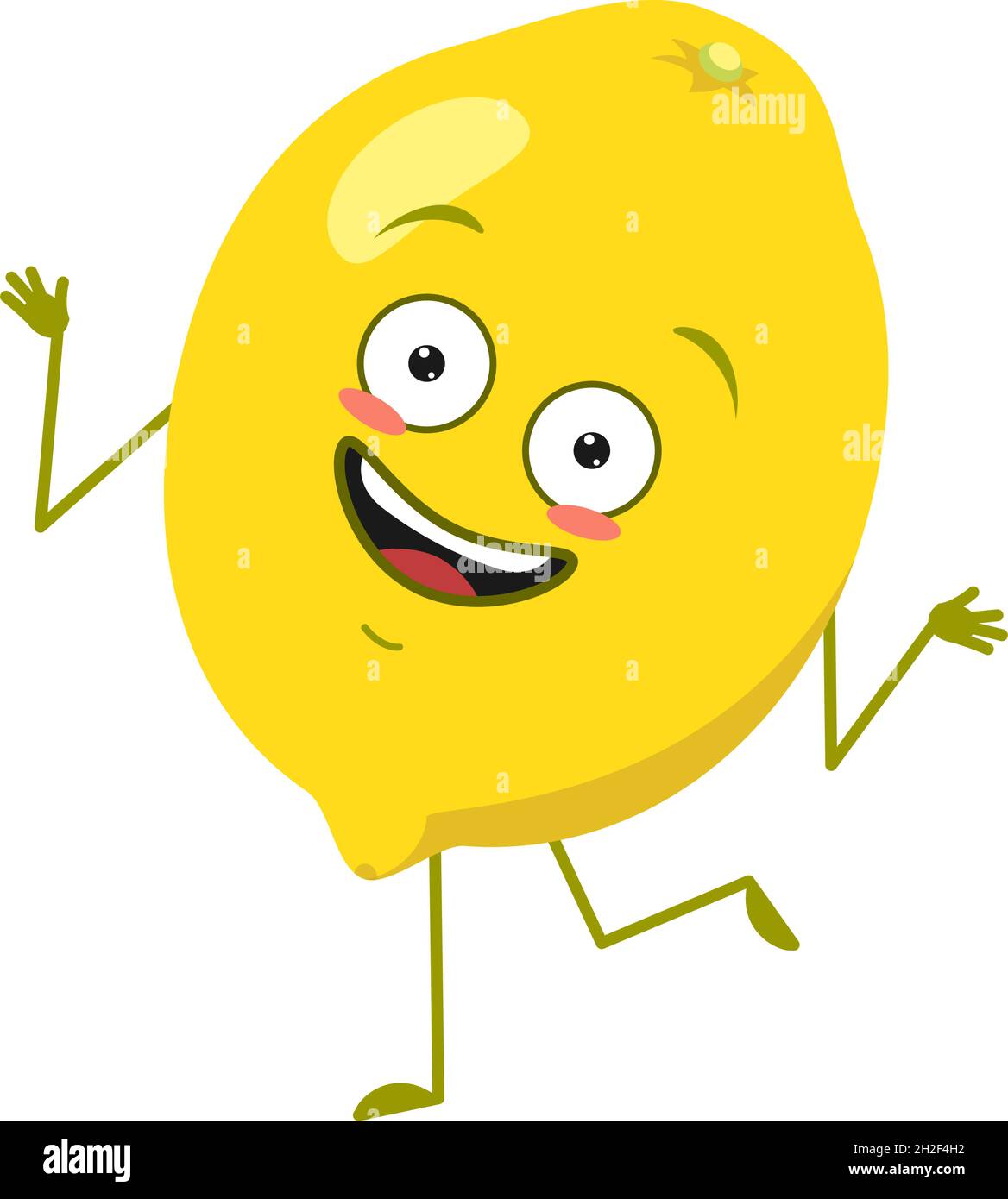 Cute lemon character cheerful with emotions dancing, arms and legs. The ...