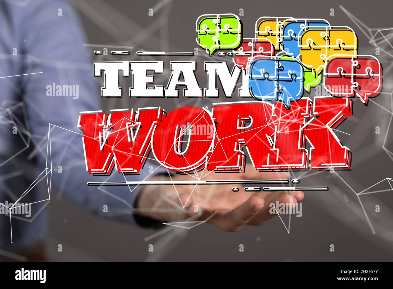 Human hand showing unity group and teamwork concept Stock Photo - Alamy