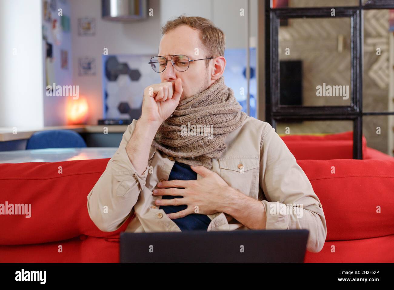 Man coughs home hi-res stock photography and images - Alamy