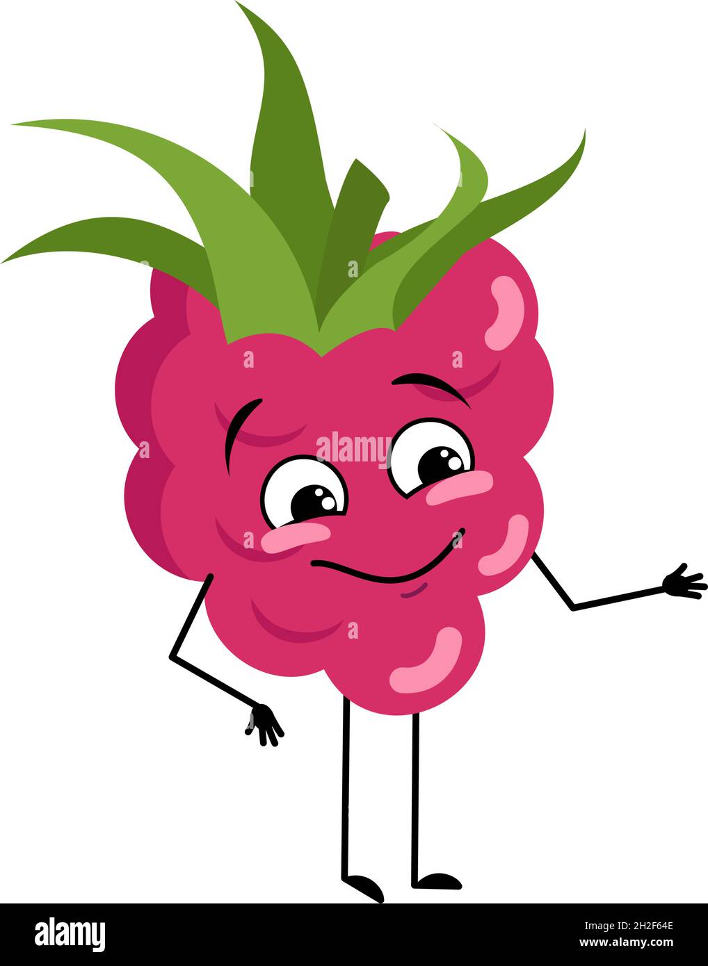 Cute raspberry character with joyful emotions, smile face, happy eyes ...