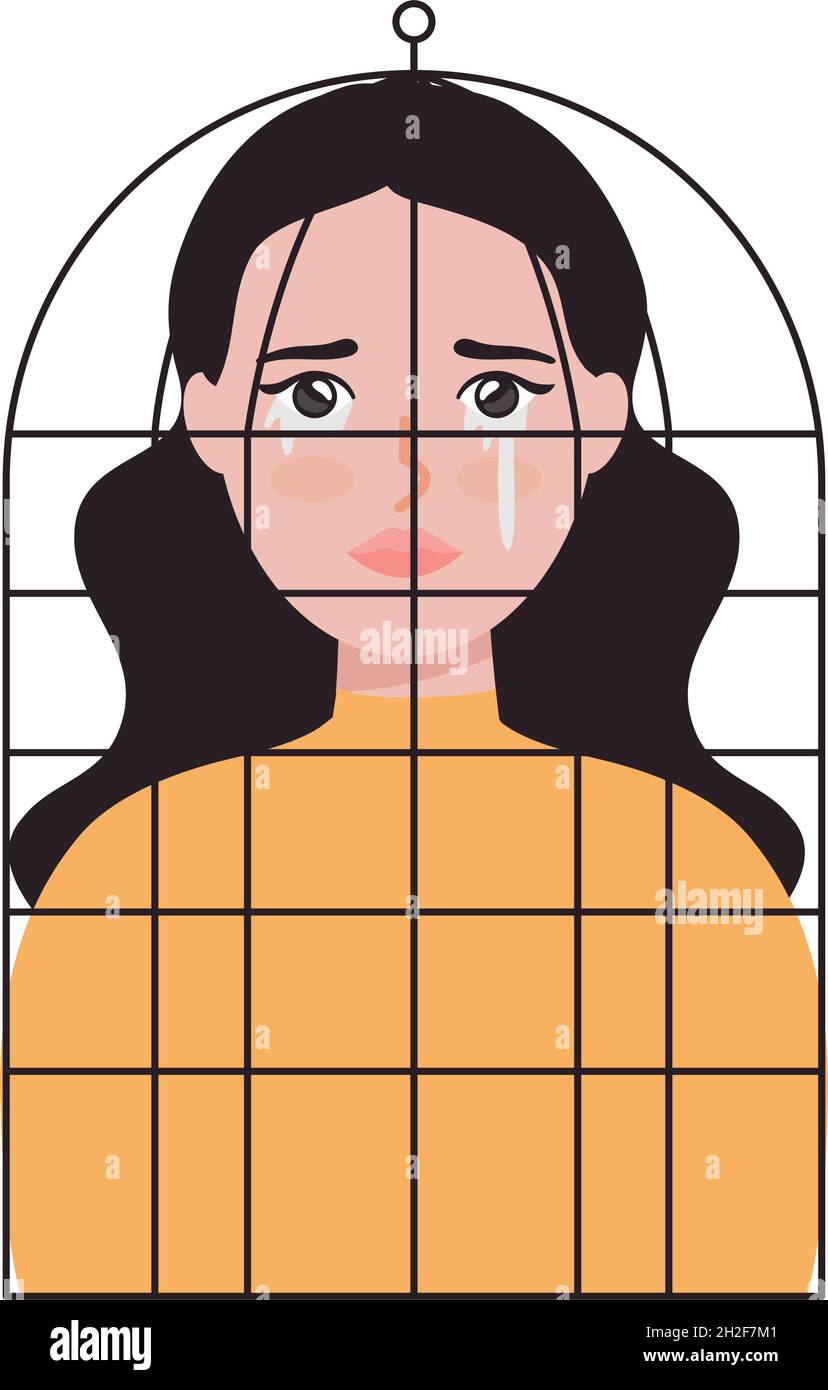 crying woman in a cage Stock Vector Image & Art - Alamy