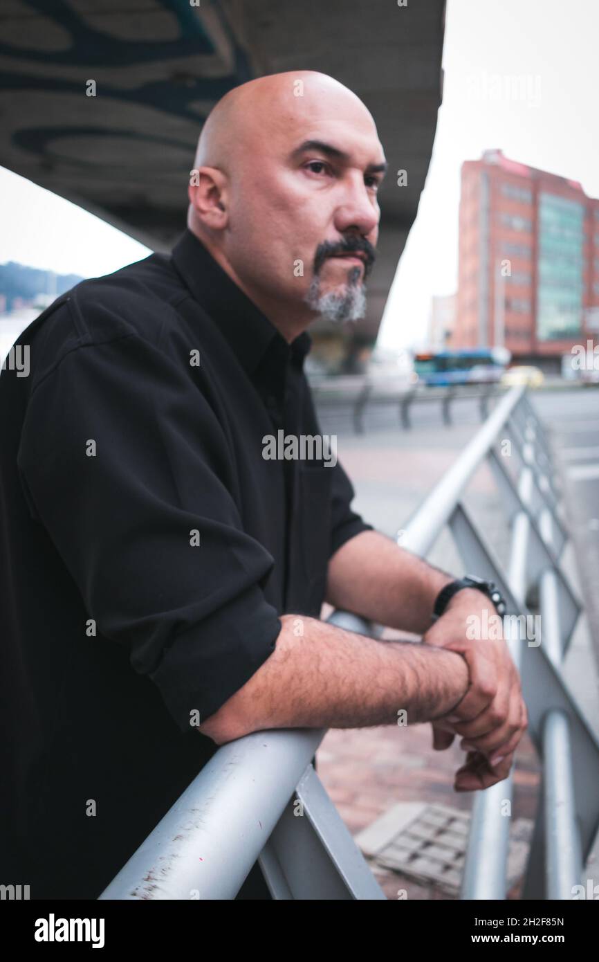 Closeup urban portrait of Juan Carlos Solarte with leading lines Stock ...