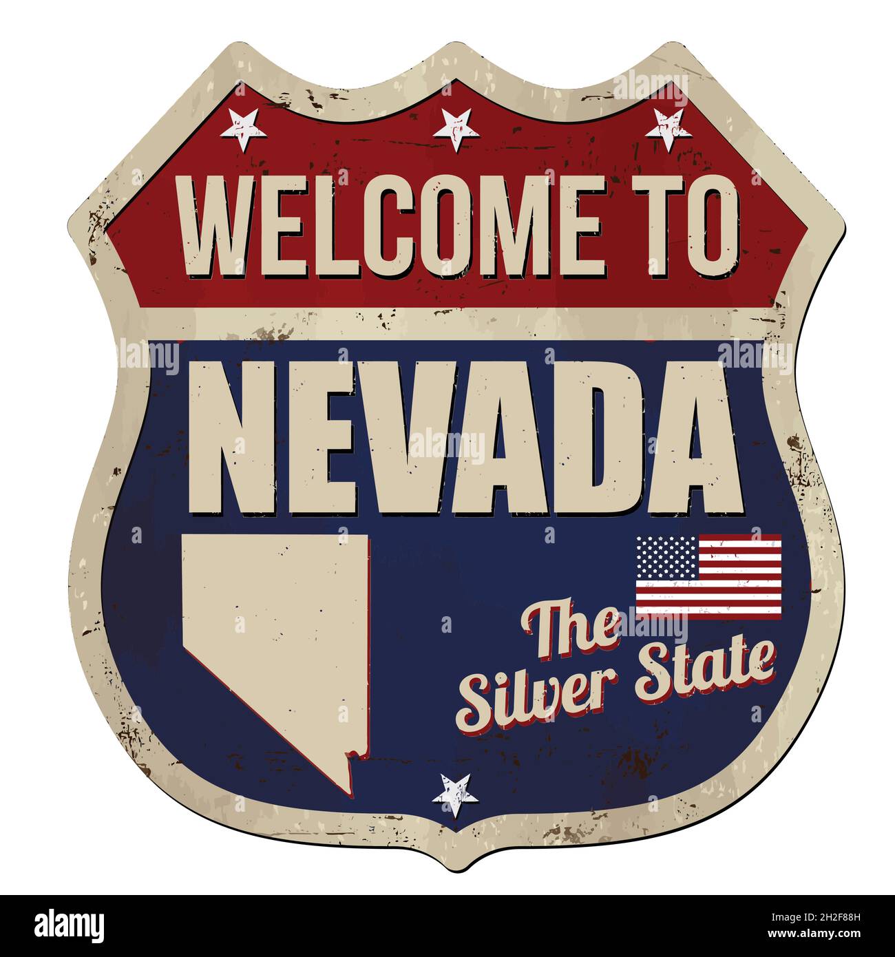 Welcome to Nevada vintage rusty metal sign on a white background ...